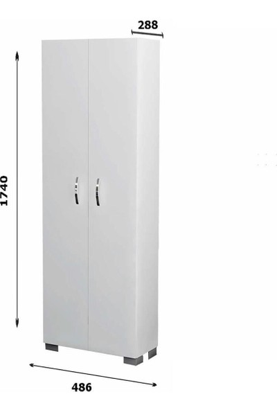 2 Kapaklı 8 Raflı Dolap