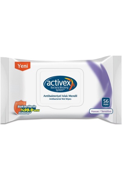 Activex Antibakteriyel Islak Mendil Hassas 56'lı