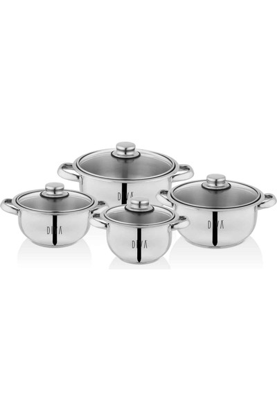 Schafer Diva Vento Çelik Tencere Seti-8 Parça-Inox Schafer Diva Vento Çelik Tencere Seti-8 Parça-Inox