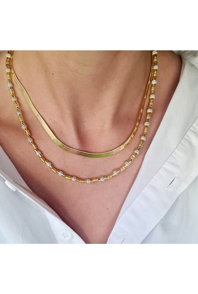 Mooije Silver Taşlı Silindir Gold Kolye Mooije Silver Taşlı Silindir Gold Kolye