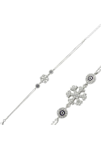 Mooije Silver Gümüş Nazarlı Kar Tanesi Bayan Bileklik Mooije Silver Gümüş Nazarlı Kar Tanesi Bayan Bileklik
