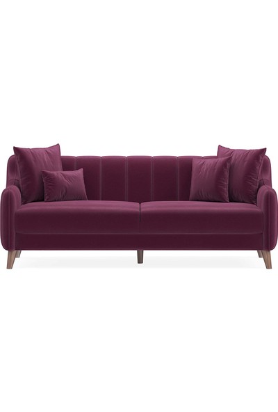 Enza Home Fabia 3'lü Yataklı Koltuk, Tay Tüyü - Bordo