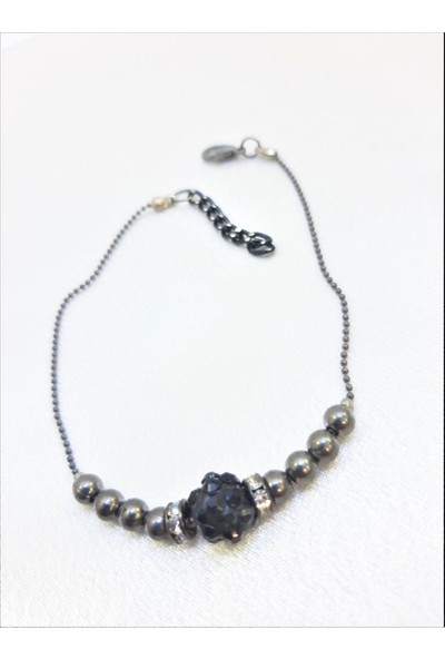 Tükkan Accessories Siyah Kaplama Siyah Hamur Şambala Taş Halhal Tükkan Accessories Siyah Kaplama Siyah Hamur Şambala Taş Halhal