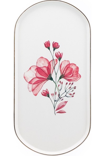 Glore Lizy Gül Kurusu Altın Yaldızlı Seramik Sunum Tabağı Takımı