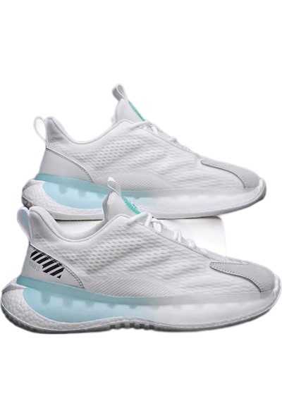 Hausen Beyaz Yaz Nefes Alabilen Örgü Spor Ayakkabı - Beyaz (Yurt Dışından)