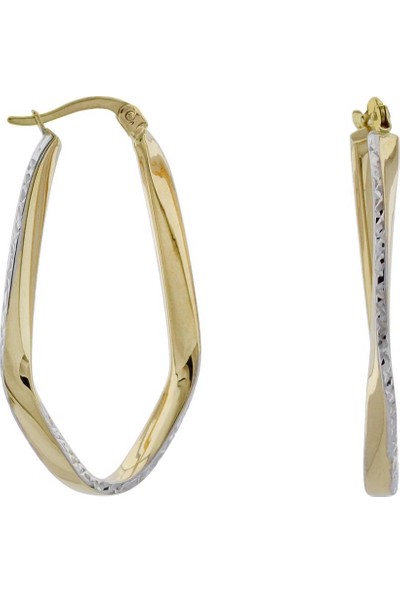 Çift Renk Altın Halka Küpe