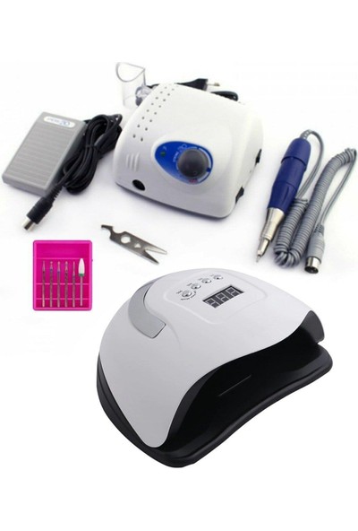 Tnl 120 Watt Uv Led Kurutucu 210 Freze Protez Tırnak Kalıcı Oje 2'Li Set Törpü Makinesi Ve 6 Freze Ucu