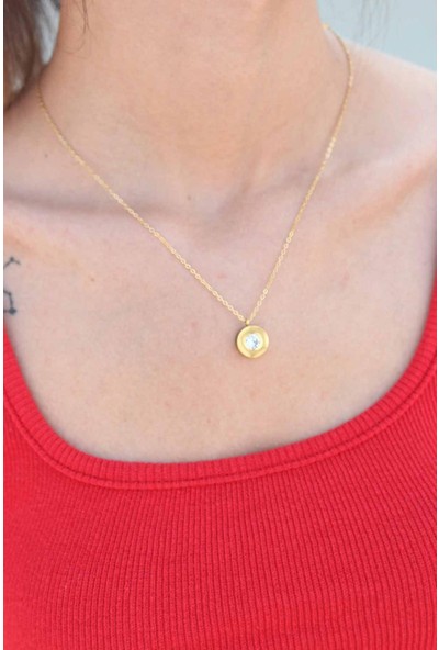 Peaces Store Erb Zirkon Taşlı Gold Renk Çelik Kadın Kolye Peaces Store Erb Zirkon Taşlı Gold Renk Çelik Kadın Kolye