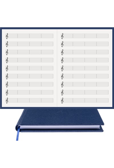 Bi Defter Müzik Nota Defteri (Sol Anahtarlı Kesik Çizgi) El Dikişi, Gerçek Cilt Bezi A/5 Bi Defter Müzik Nota Defteri (Sol Anahtarlı Kesik Çizgi) El Dikişi, Gerçek Cilt Bezi A/5