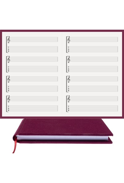 Bi Defter Gitar Nota Defteri ( Sol ve Tab Anahtarlı ) El Dikişi, Kumaş Ciltleme A/5 Bi Defter Gitar Nota Defteri ( Sol ve Tab Anahtarlı ) El Dikişi, Kumaş Ciltleme A/5