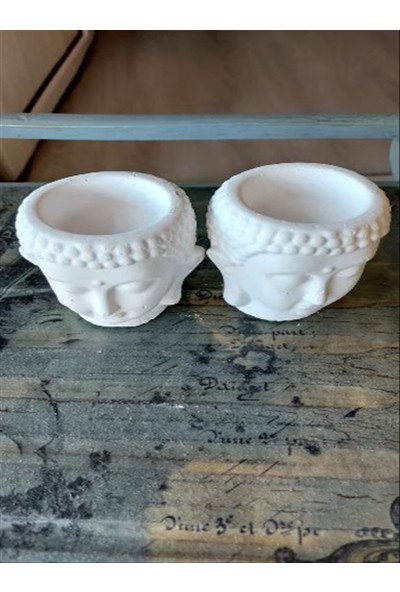 More Home Morehome 2li Beyaz Seramik Yüz Mumluk