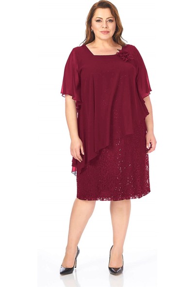Lilas Xxl Büyük Beden Bordo Renkli Dantel Abiye Elbise Lilas Xxl Büyük Beden Bordo Renkli Dantel Abiye Elbise