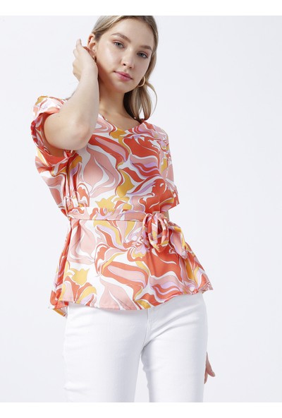 Selen V Yaka Emprime Mercan Kadın Bluz 22YSL8343 Selen V Yaka Emprime Mercan Kadın Bluz 22YSL8343