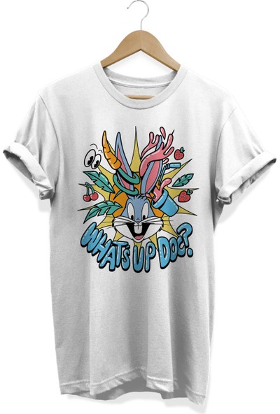 Remonz Bugs Bunny Whats Up Doc Baskılı Oversize Pamuklu T-Shirt Remonz Bugs Bunny Whats Up Doc Baskılı Oversize Pamuklu T-Shirt