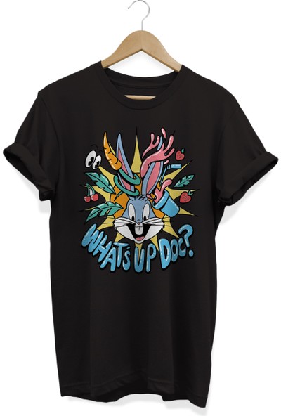 Remonz Bugs Bunny Whats Up Doc Baskılı Oversize Pamuklu T-Shirt Remonz Bugs Bunny Whats Up Doc Baskılı Oversize Pamuklu T-Shirt