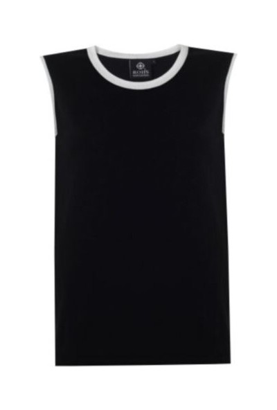 Rohs Pamuk Düz Kolsuz Bluz Siyah Rohs Pamuk Düz Kolsuz Bluz Siyah