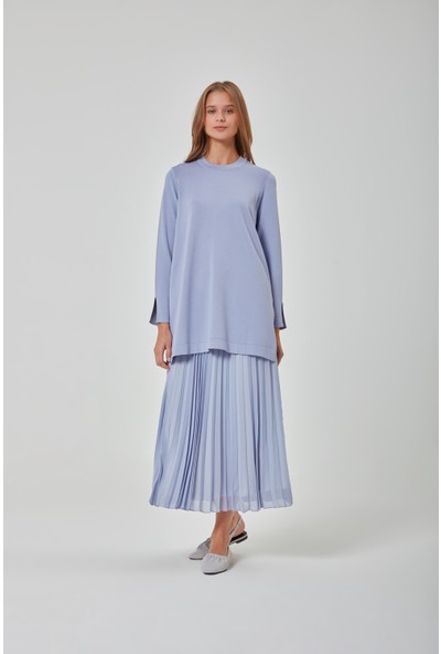 Miss Dalida Plisoley Şifon Etek Lila