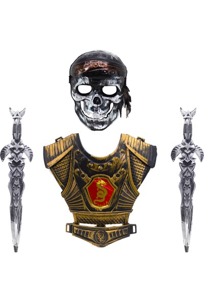 Mix Oyuncak Oyuncak Korsan Set Kılıc Zırh Korsan Maske Dörtlü Set