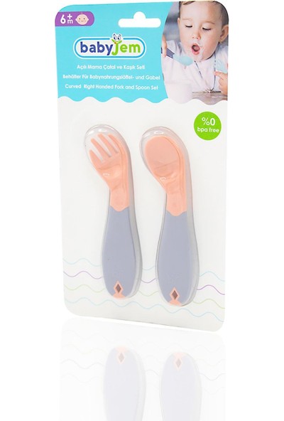 Babyjem Açılı Mama Kaşık Çatal Takımı 703 Gül Kurusu