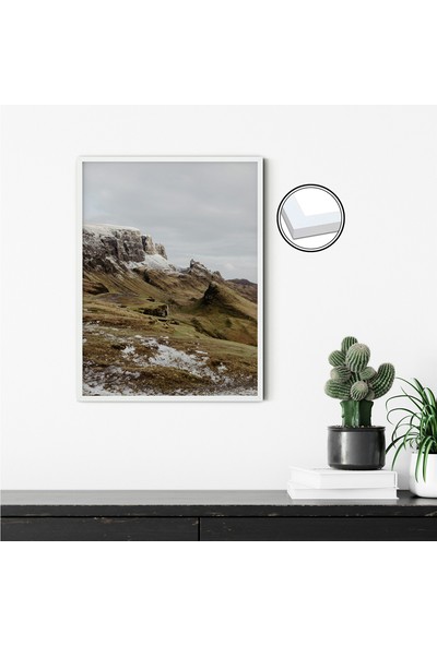 Bozkır ve Kayalıklar Temalı Beyaz Çerçeve Tablo