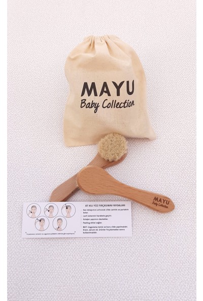 Mayu Baby Collection %100 Doğal At Kılı Vücut ve Yüz Fırça Seti