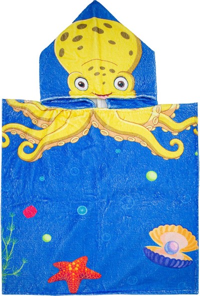 Bross Ahtapot Desenli Çocuk Havlu Panço 60X60 Bross Ahtapot Desenli Çocuk Havlu Panço 60X60
