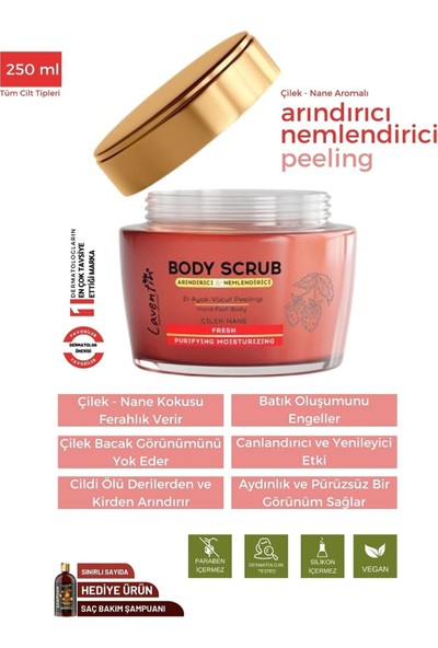 Besleyici, Arındırıcı ve Nemlendirici Vücut Peelingi Çilek - Nane 250ML (Fresh) Besleyici, Arındırıcı ve Nemlendirici Vücut Peelingi Çilek - Nane 250ML (Fresh)