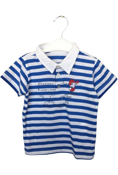 Lacivert Beyaz Çizgili Polo Yaka T-Shirt