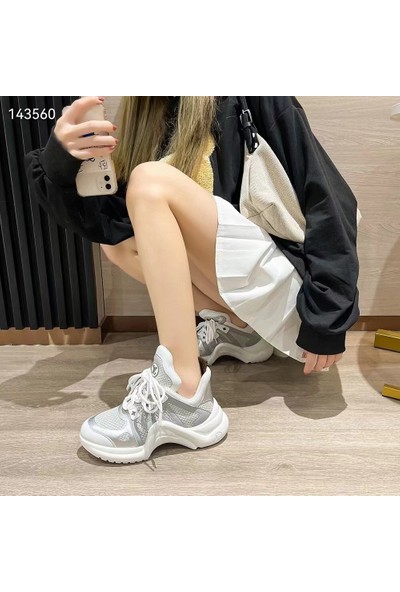 Vison Kadın Kalın Taban Yükseltici Spor Örgü Günlük Ayakkabılar (Yurt Dışından)