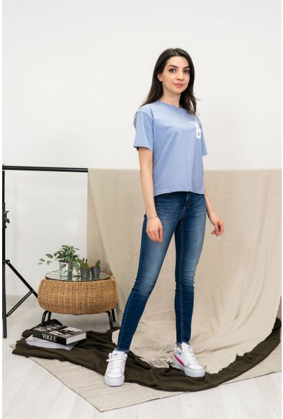 Lacivert Paça Detaylı Kadın Skinny Jean Lacivert Paça Detaylı Kadın Skinny Jean