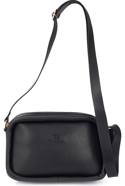 Tonny Black Siyah Kadın Fitilli Ayarlanabilir Askılı Omuz Çantası CSTBKC00007-01