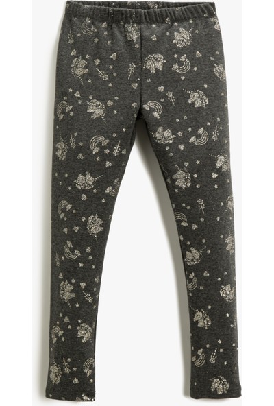 Koton Parlak Unicorn Baskılı Tayt Beli Lastikli Koton Parlak Unicorn Baskılı Tayt Beli Lastikli