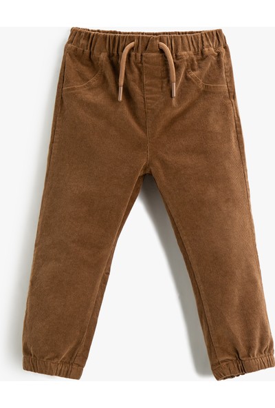 Koton Fitilli Kadife Jogger Pantolon Beli Bağlamalı Pamuklu