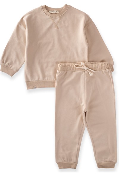 Cigit Basic Karyoka Detaylı Sweatshirt Takım 3-8 Yaş Kum Cigit Basic Karyoka Detaylı Sweatshirt Takım 3-8 Yaş Kum