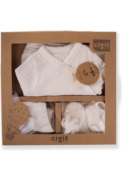Cigit Organik Hastahane Çıkışı Bebek Takımı 0-3 Ay Ekru Cigit Organik Hastahane Çıkışı Bebek Takımı 0-3 Ay Ekru