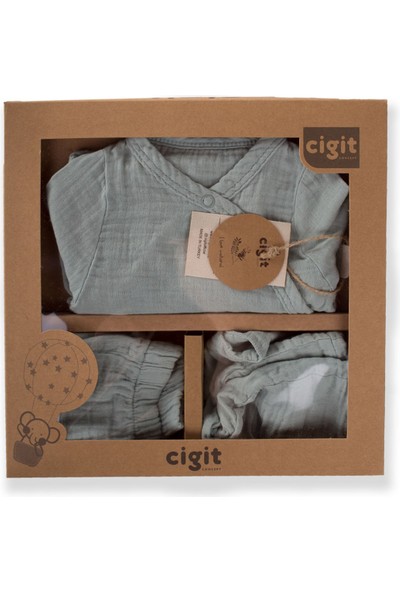 Cigit Organik Hastahane Çıkışı Bebek Takımı 0-3 Ay Mint Yeşil Cigit Organik Hastahane Çıkışı Bebek Takımı 0-3 Ay Mint Yeşil