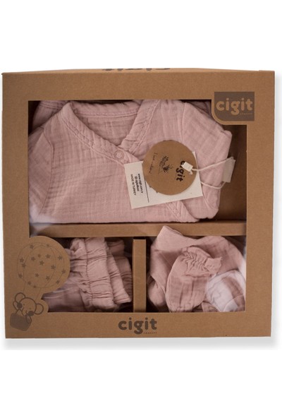 Cigit Organik Hastahane Çıkışı Bebek Takımı 0-3 Ay Pudra Pembe Cigit Organik Hastahane Çıkışı Bebek Takımı 0-3 Ay Pudra Pembe