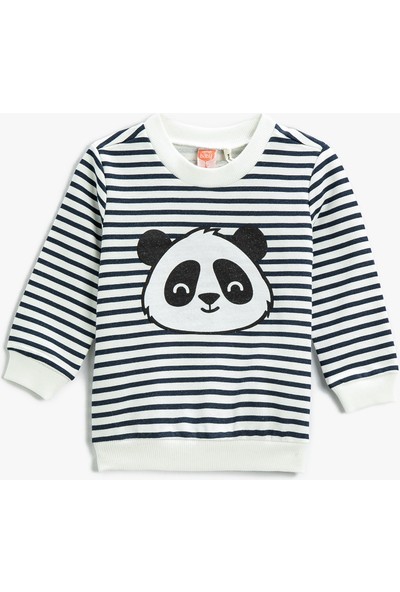 Koton Aplike Detaylı Pamuklu Sweatshirt Bisiklet Yaka