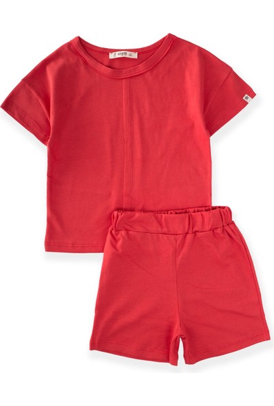Cigit Önden Kesik T-Shırt Kaprili Takım 2-8 Yaş Koyu Mercan Cigit Önden Kesik T-Shırt Kaprili Takım 2-8 Yaş Koyu Mercan