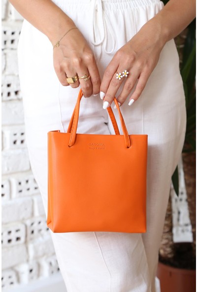 Mopia Turuncu Kadın Mini Tote Çapraz Çanta