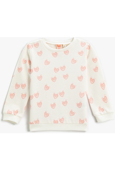 Koton Kalp Baskılı Sweatshirt Bisiklet Yaka Pamuklu