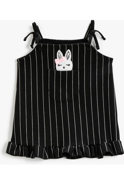 Koton Askılı Tavşan Baskılı Elbise Etekleri Fırfırlı