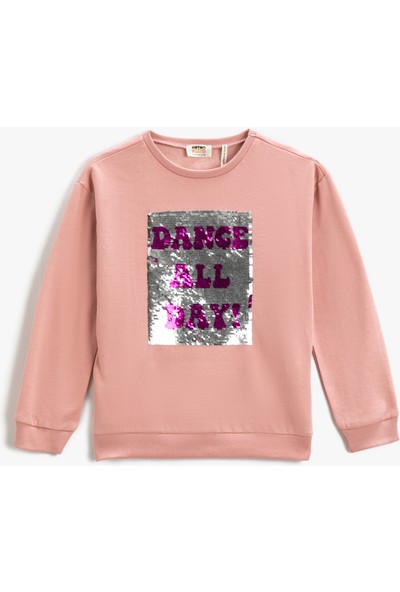 Koton Çift Taraflı Pul-Payet Işlemeli Sweatshirt Pamuklu