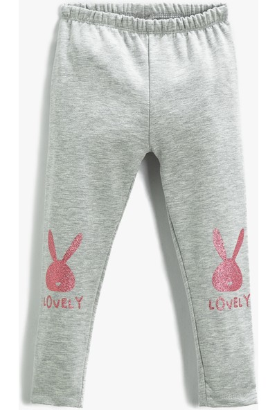 Koton Tavşan Baskılı Tayt Beli Lastikli