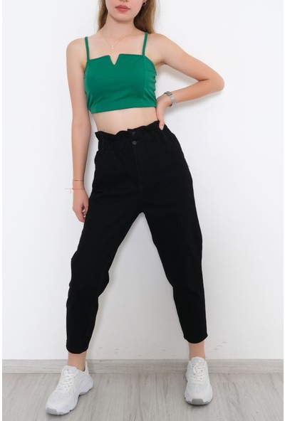 İsunstore Beli Lastikli Mom Kot Pantolon Siyah - 214.1322.