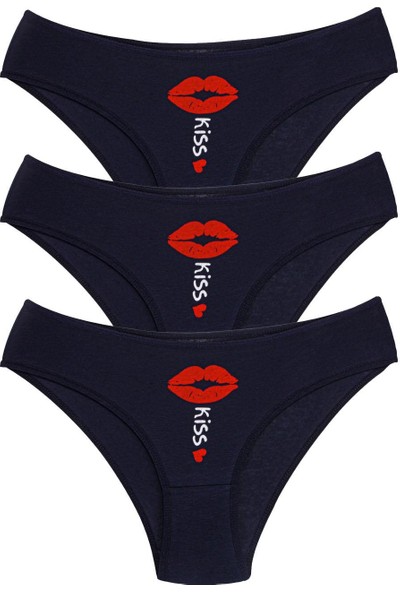 Vendas Palvelu 3'lü Kadın Kiss Me Dudak Desenli Normal Bel Slip Külot Vendas Palvelu 3'lü Kadın Kiss Me Dudak Desenli Normal Bel Slip Külot