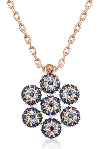 Gümüş Çiçek Model Nazar Kolye