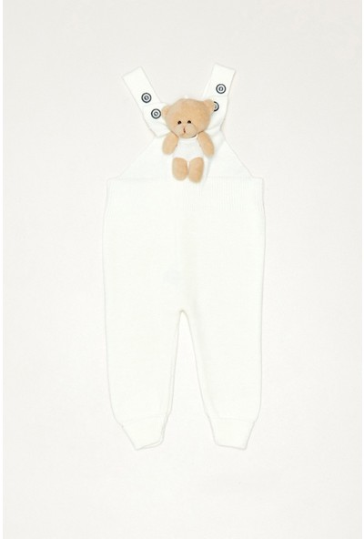 FullaModa Ayıcık Detaylı Unisex Çocuk Triko Salopet FullaModa Ayıcık Detaylı Unisex Çocuk Triko Salopet