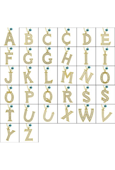 Gumush Gümüş Nazar Gold Ü Harfi Kadın Kolye