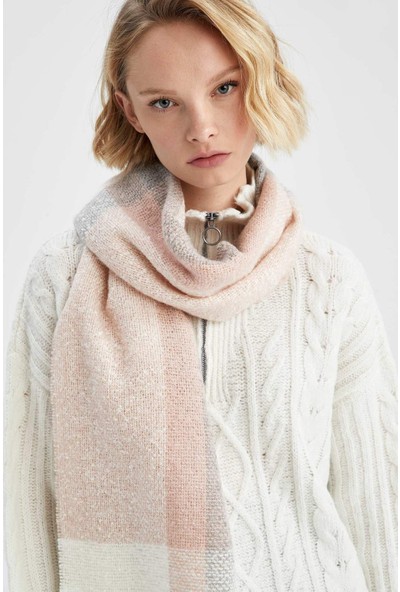 Kadın Ekose Desenli Püskülü ATKI R7024AZ22WN